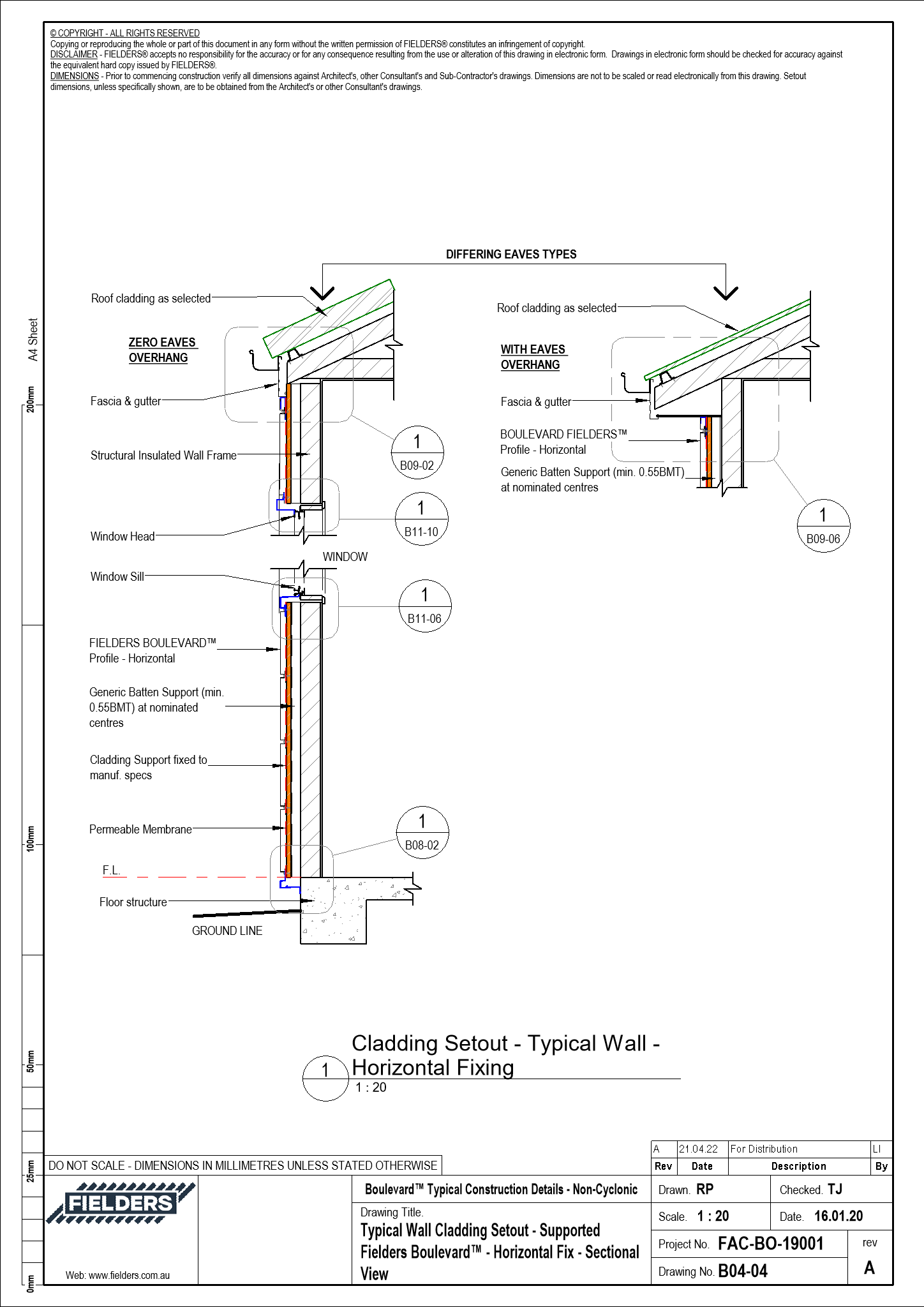 B04-04 - Typical Wall Cladding Setout - Supported Fielders Boulevard ...
