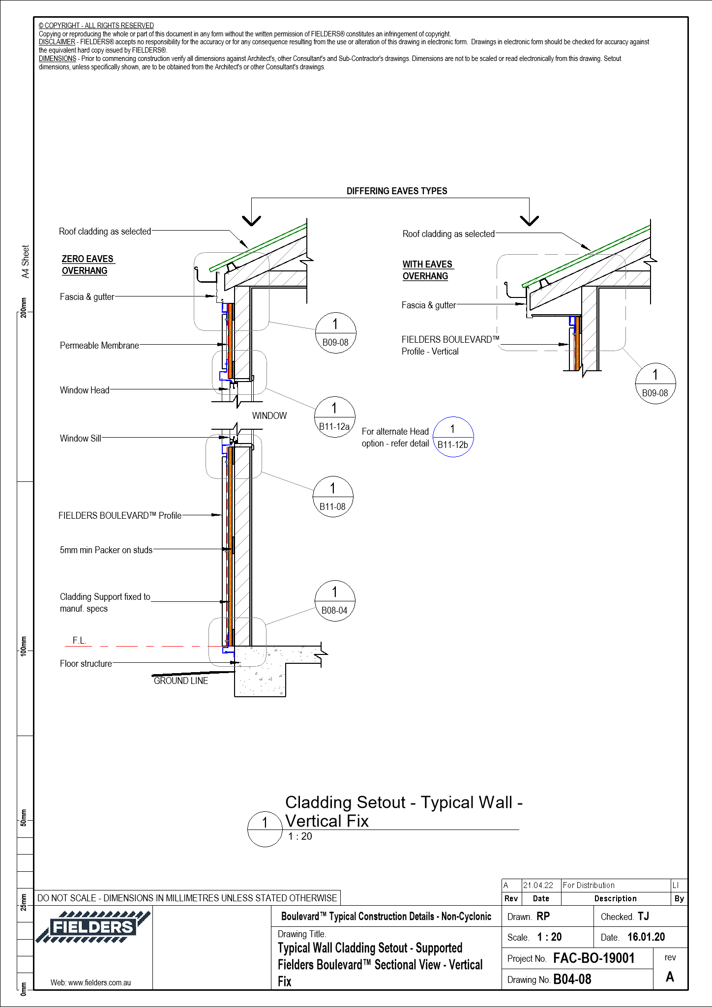 B04-08 - Typical Wall Cladding Setout - Supported Fielders Boulevard ...