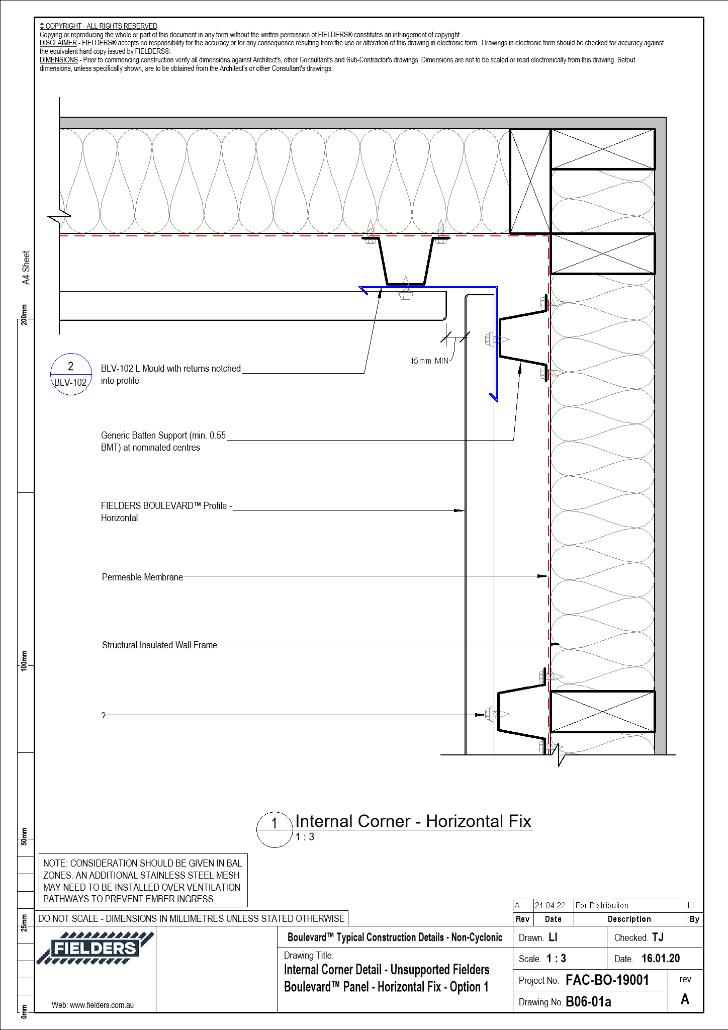 B06-01a - Internal Corner Detail - Unsupported Fielders Boulevard ...