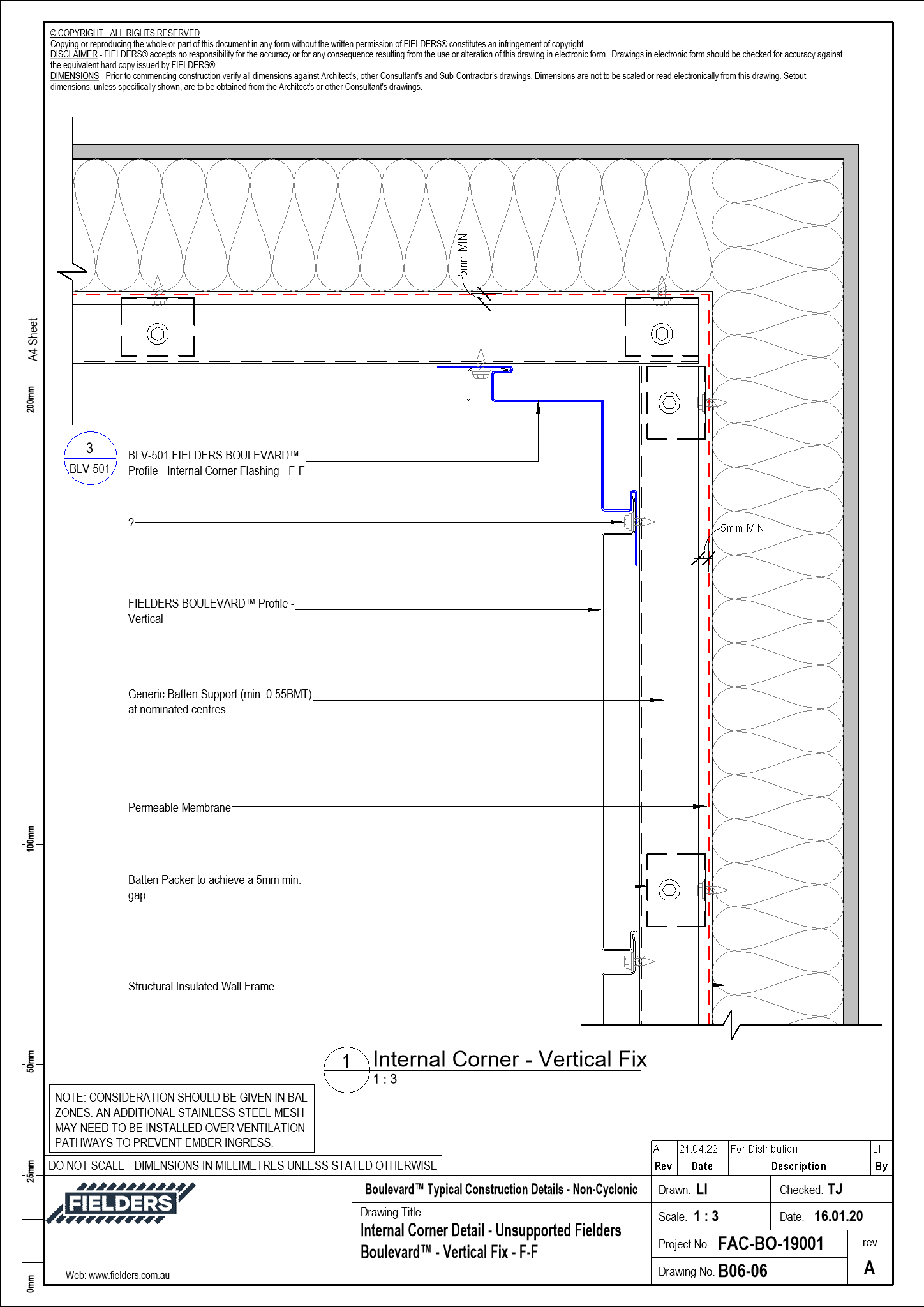 B06-06 - Internal Corner Detail - Unsupported Fielders Boulevard ...