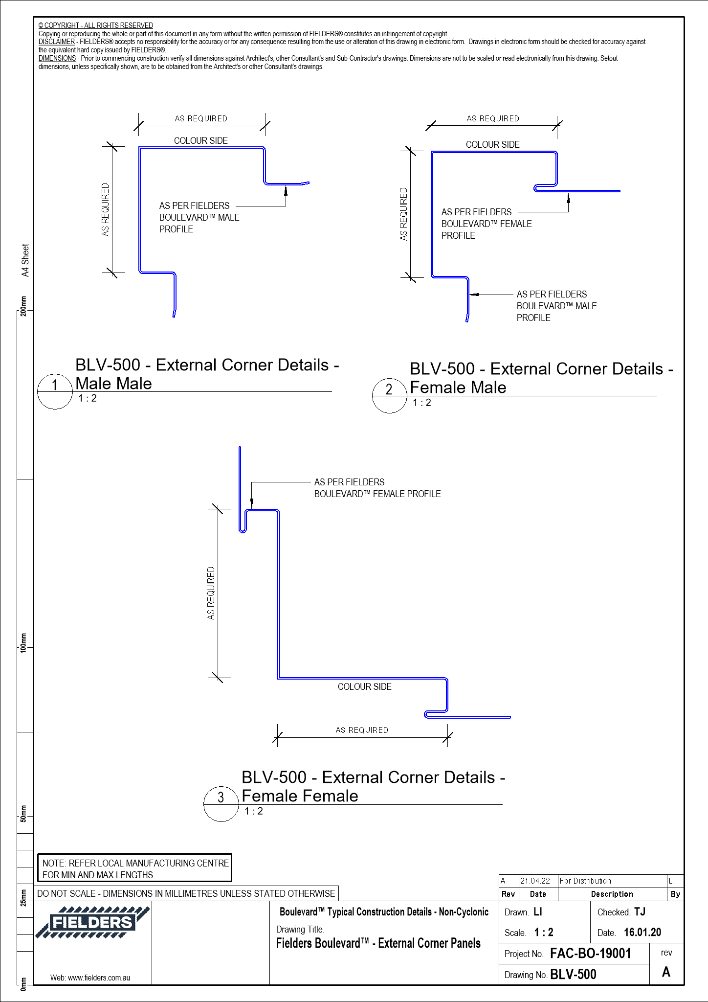 BLV-500 - Fielders Boulevard™ - External Corner Panels - BIMcontent.com