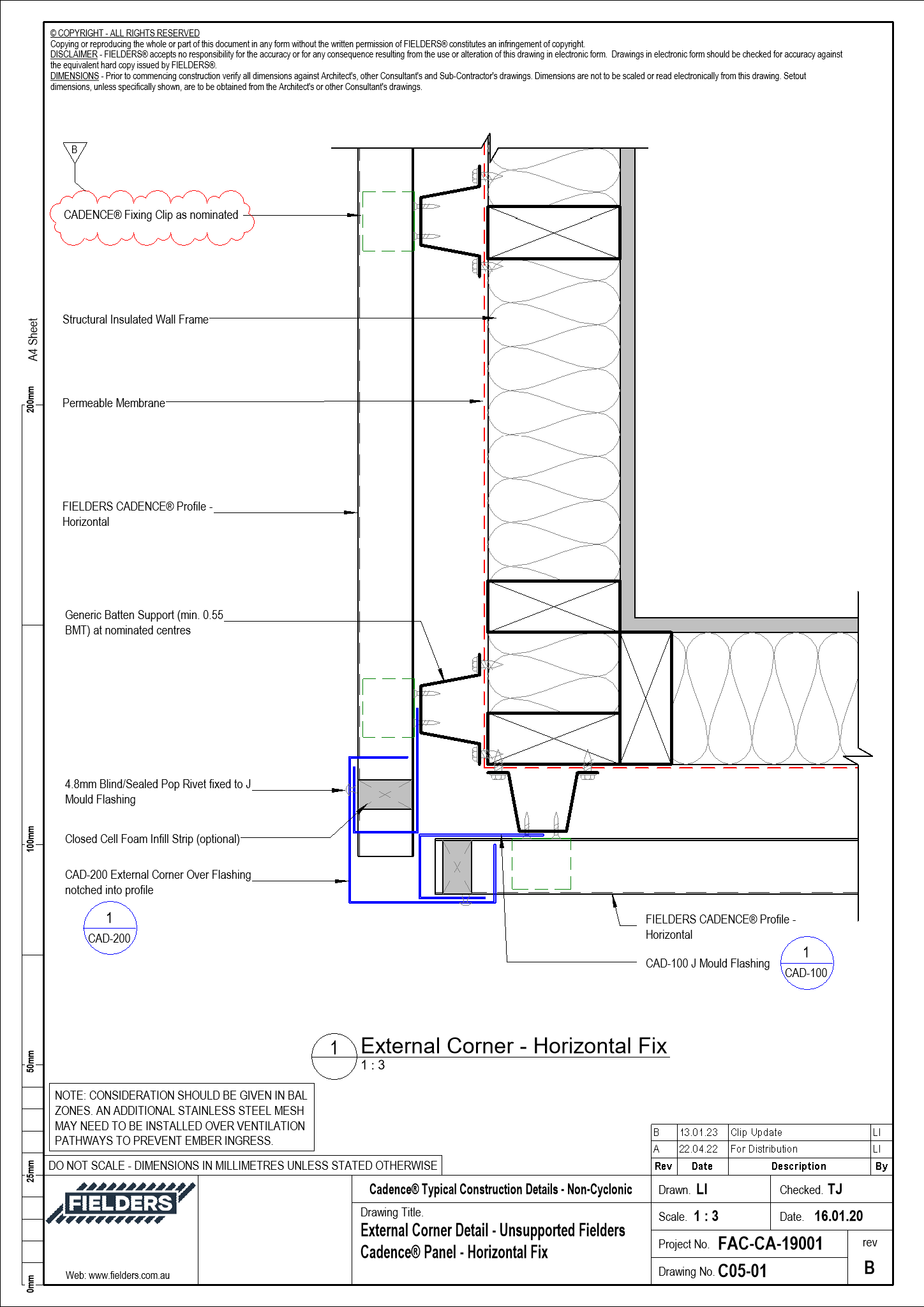 C05-01 - External Corner Detail - Unsupported Fielders Cadence® Panel ...