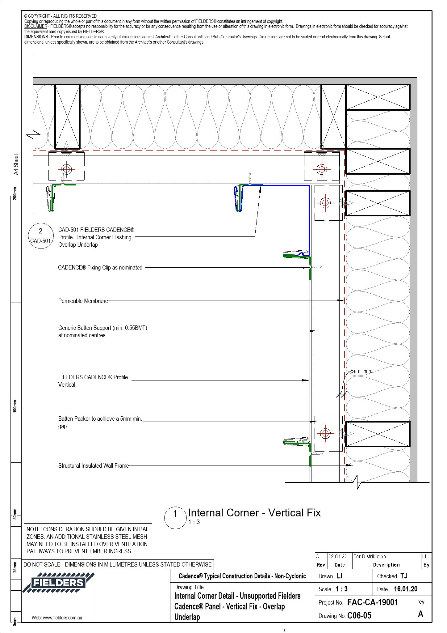 C06-05 - Internal Corner Detail - Unsupported Fielders Cadence® Panel ...