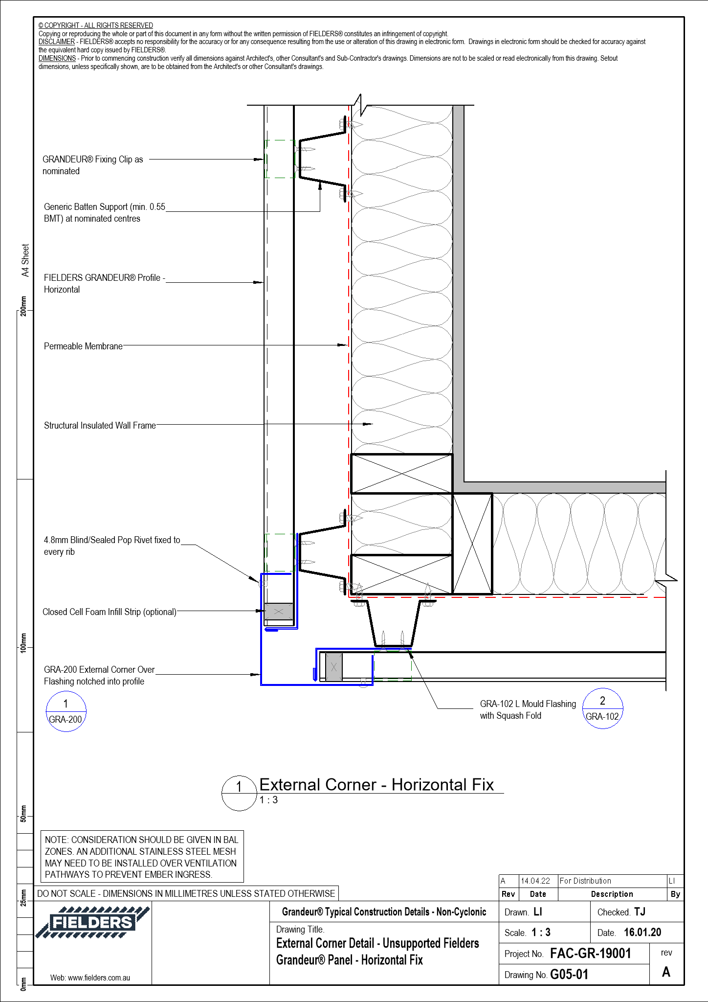 G05-01 - External Corner Detail - Unsupported Fielders Grandeur® Panel ...