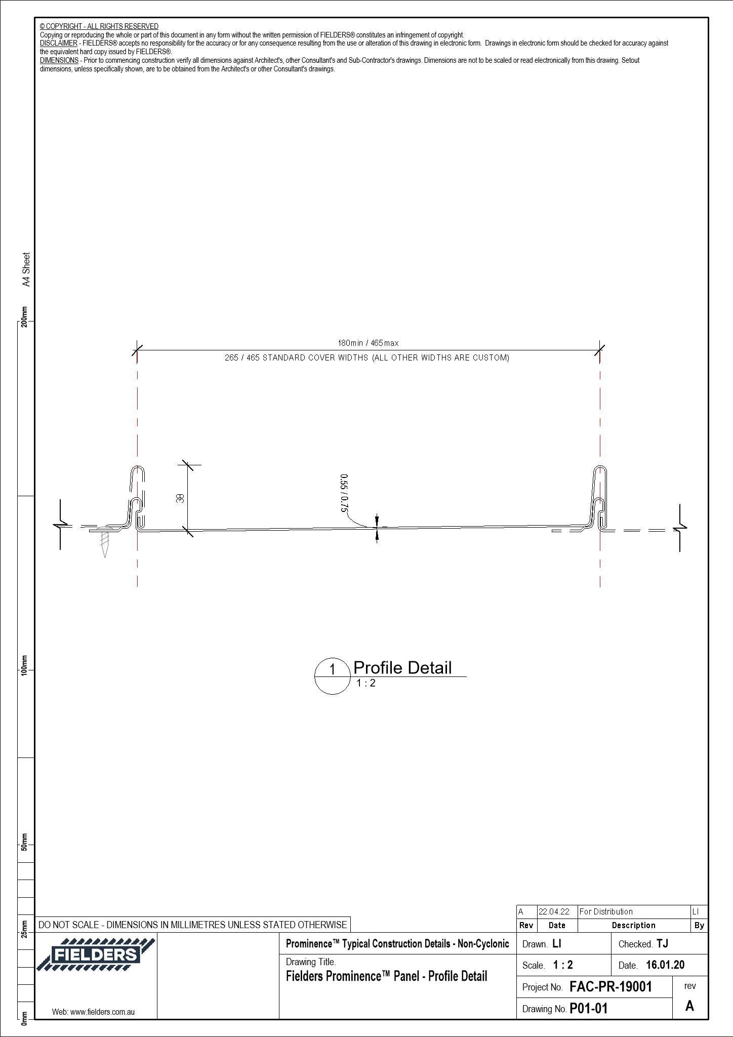 P01-01 - Fielders Prominence™ Panel - Profile Detail - BIMcontent.com