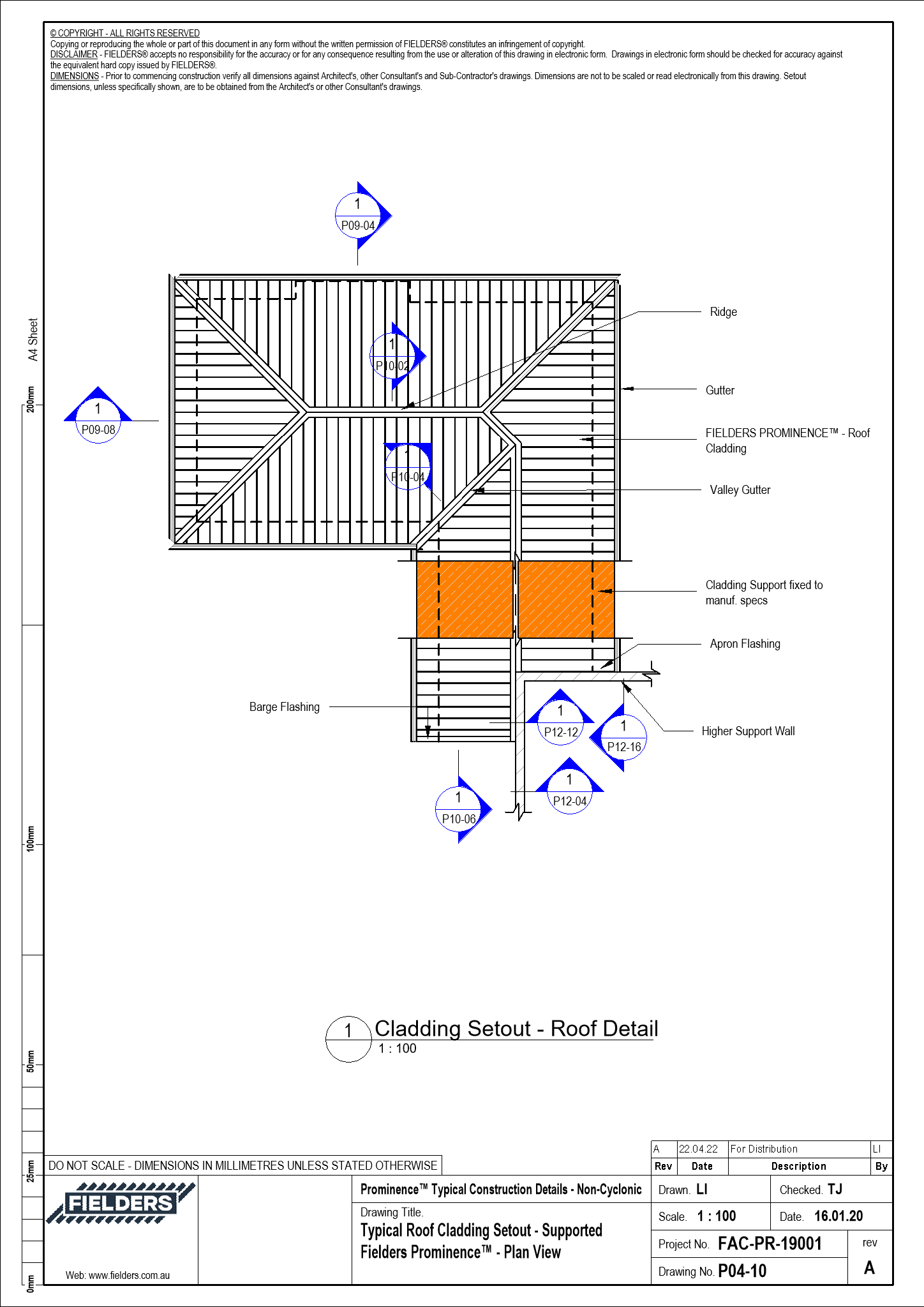 P04-10 - Typical Roof Cladding Setout - Supported Fielders Prominence ...