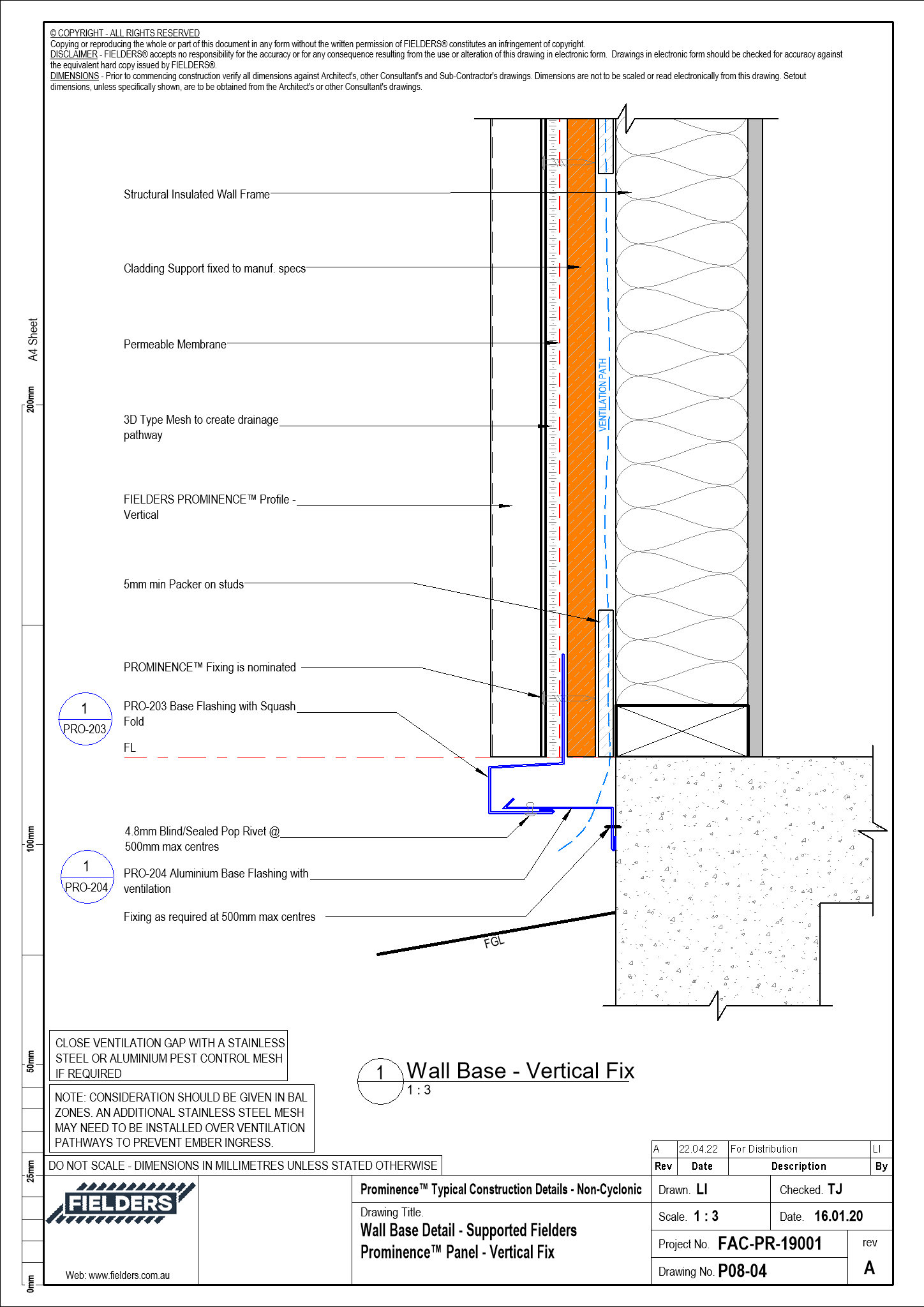 P08-04 - Wall Base Detail - Supported Fielders Prominence™ Panel ...