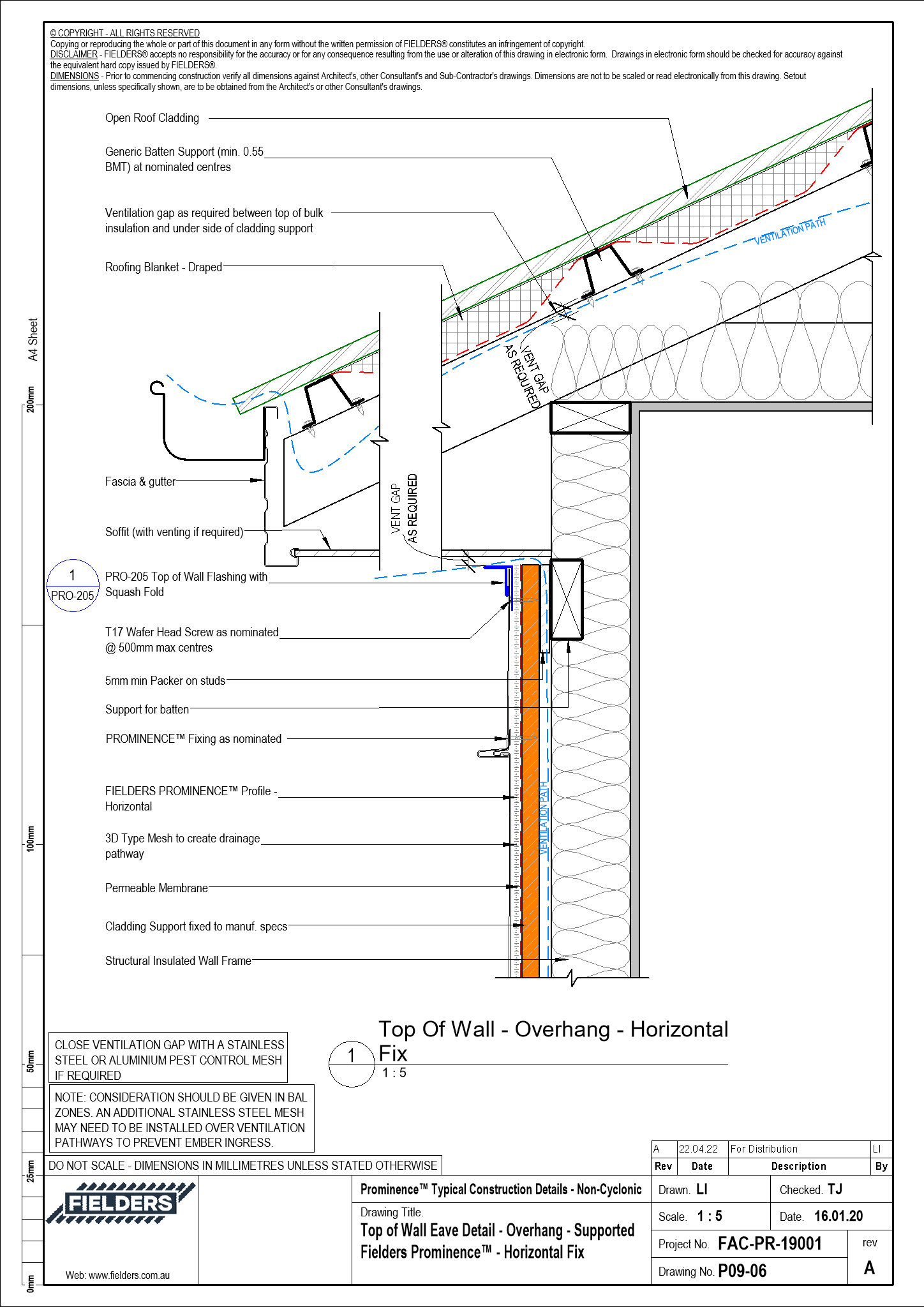 P09-06 - Top of Wall Eave Detail - Overhang - Supported Fielders ...