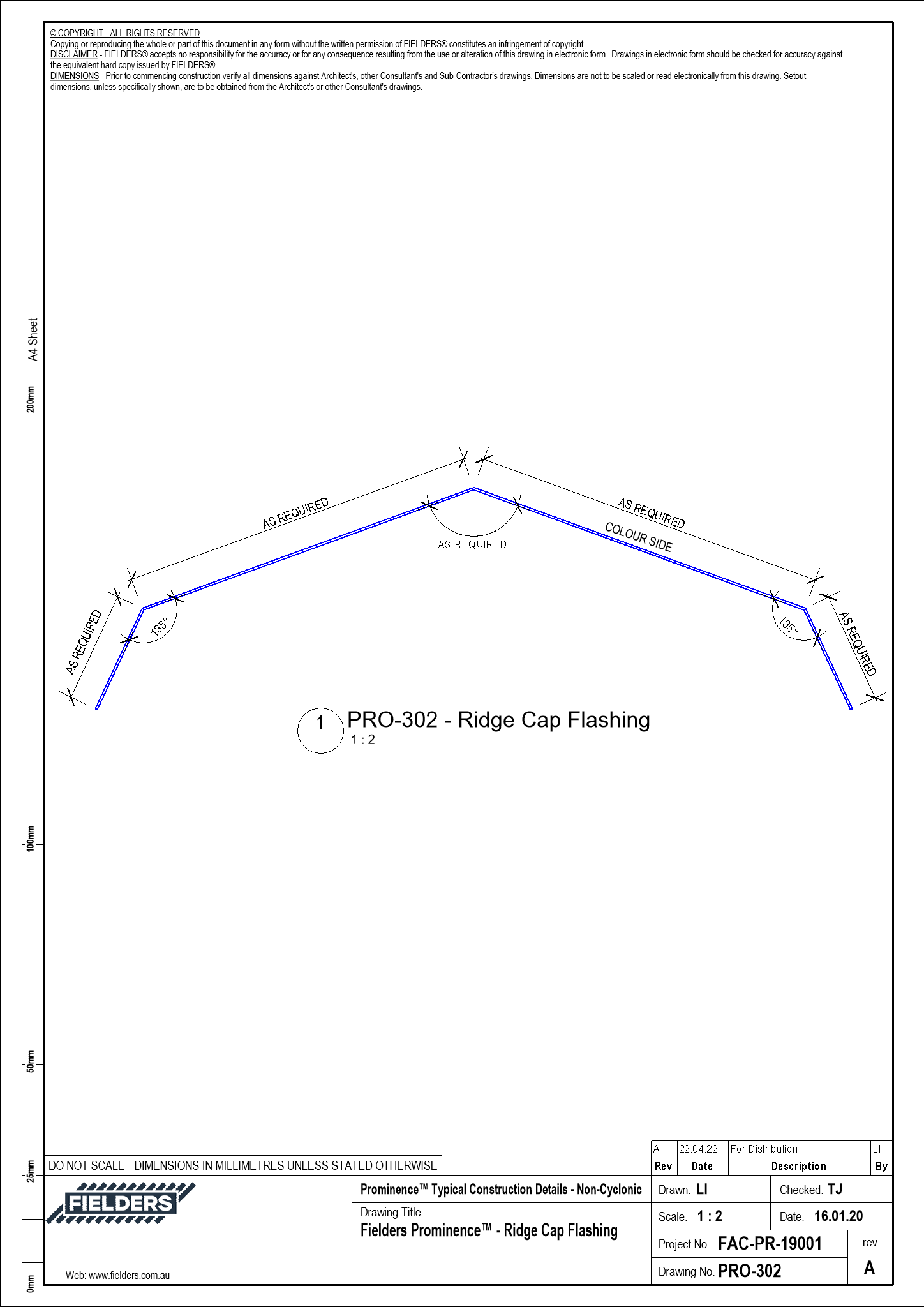 PRO-302 - Fielders Prominence™ - Ridge Cap Flashing - BIMcontent.com