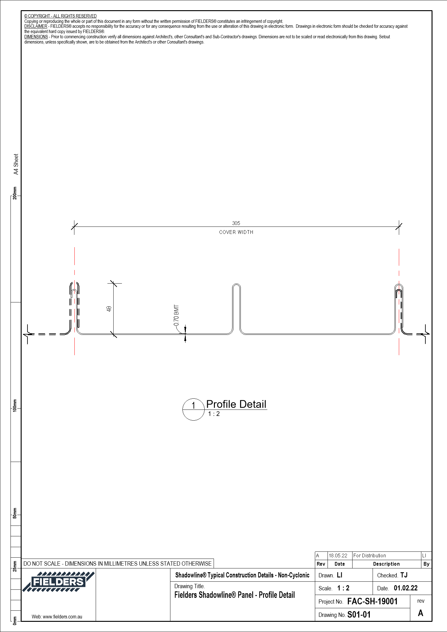 S01-01 - Fielders Shadowline® Panel - Profile Detail - BIMcontent.com