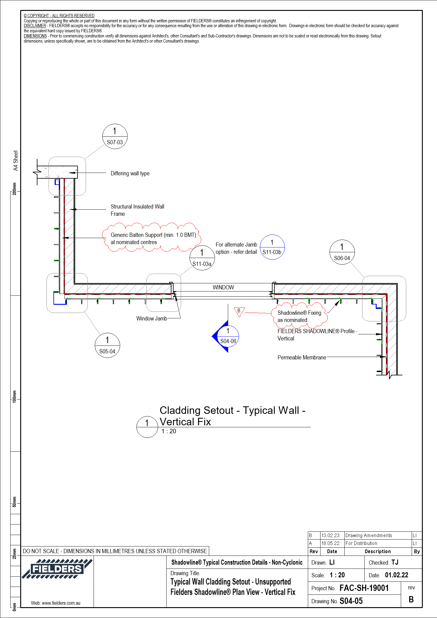 S04-05 - Typical Wall Cladding Setout - Unsupported Fielders Shadowline ...