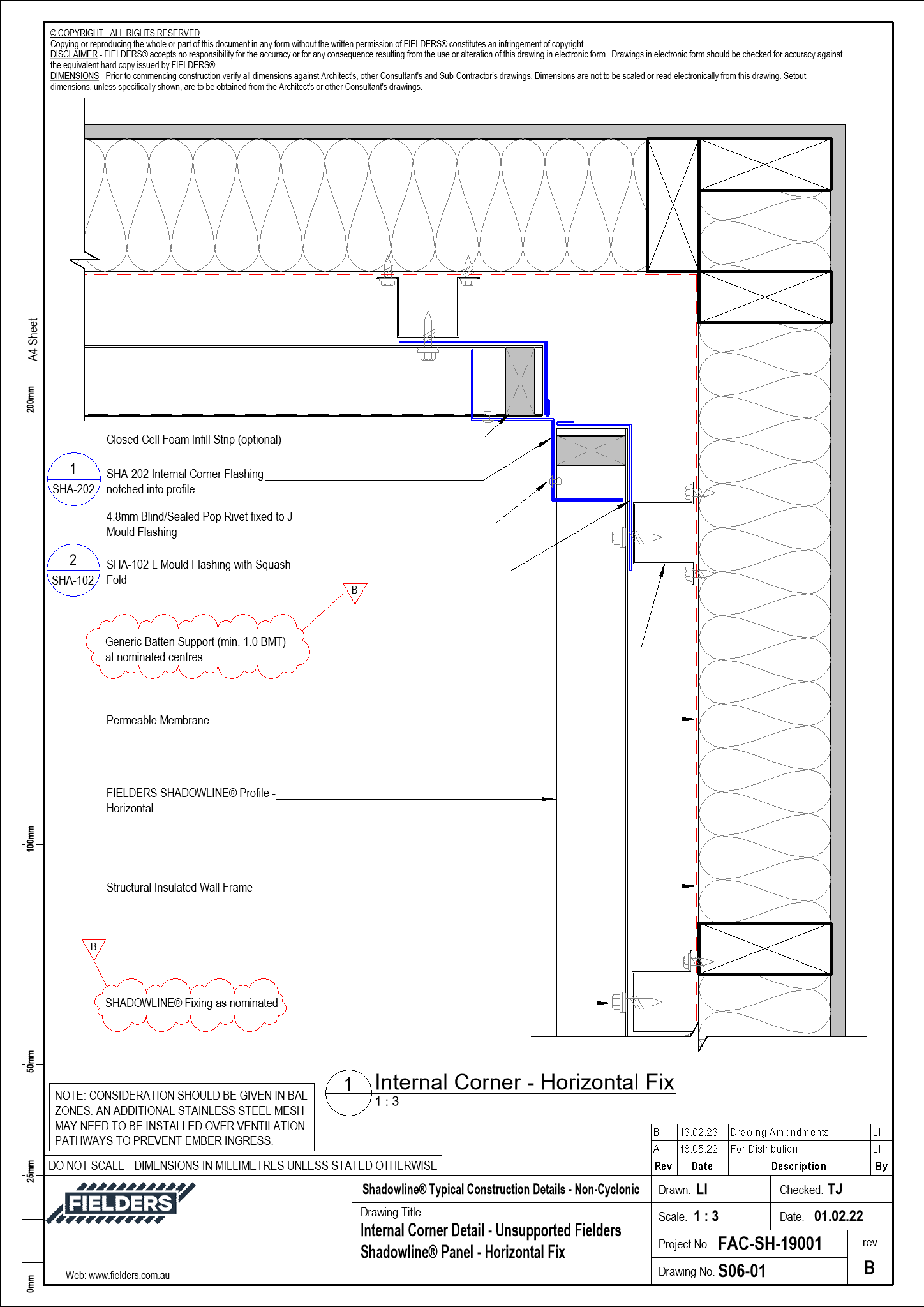 S06-01 - Internal Corner Detail - Unsupported Fielders Shadowline ...
