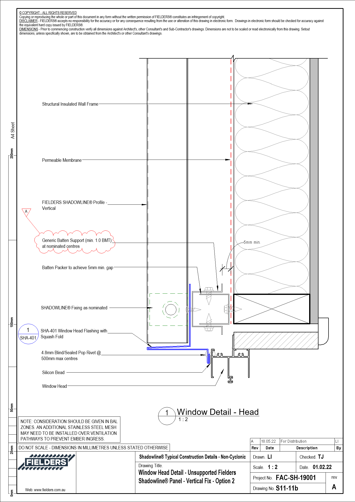 S11-11b - Window Head Detail - Unsupported Fielders Shadowline® Panel ...