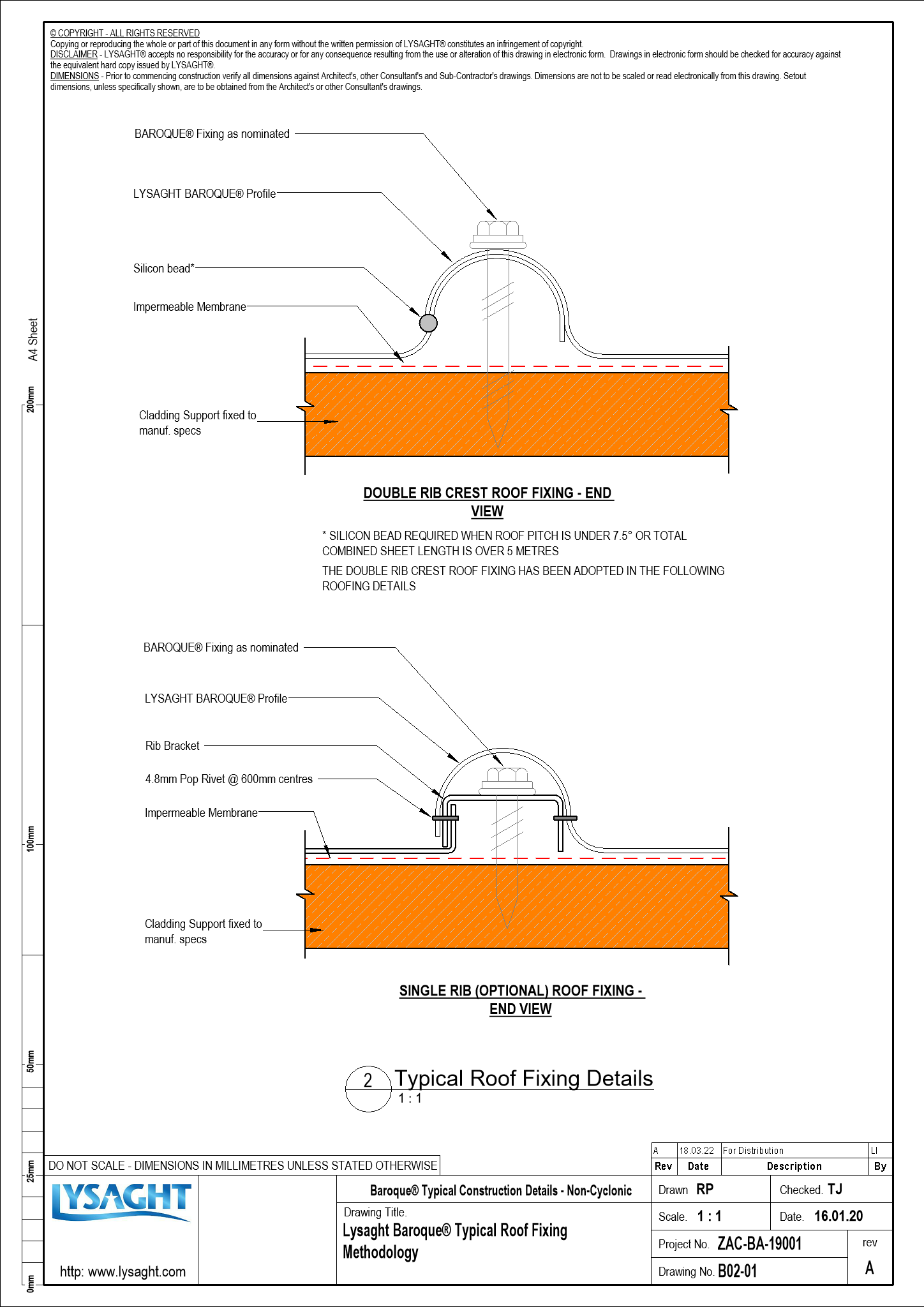 B02-01 - Lysaght Baroque® Typical Roof Fixing Methodology - BIMcontent.com