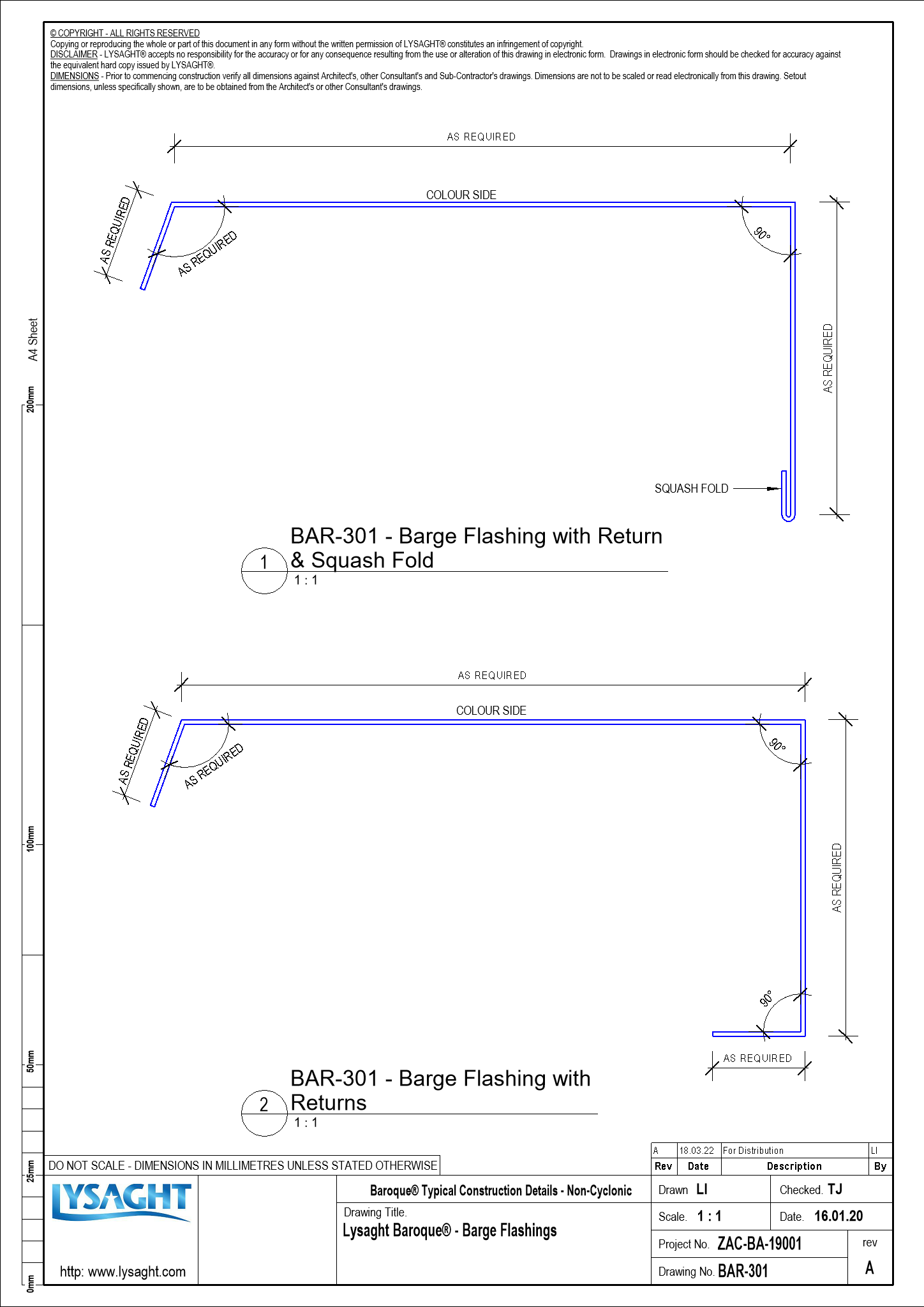 BAR-301 - Lysaght Baroque® - Barge Flashings - BIMcontent.com