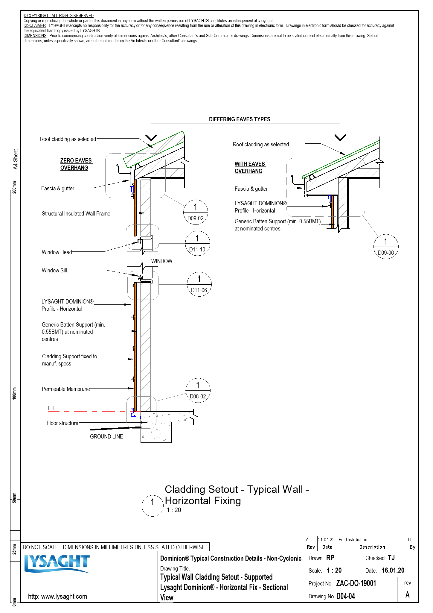 D04-04 - Typical Wall Cladding Setout - Supported Lysaght Dominion ...