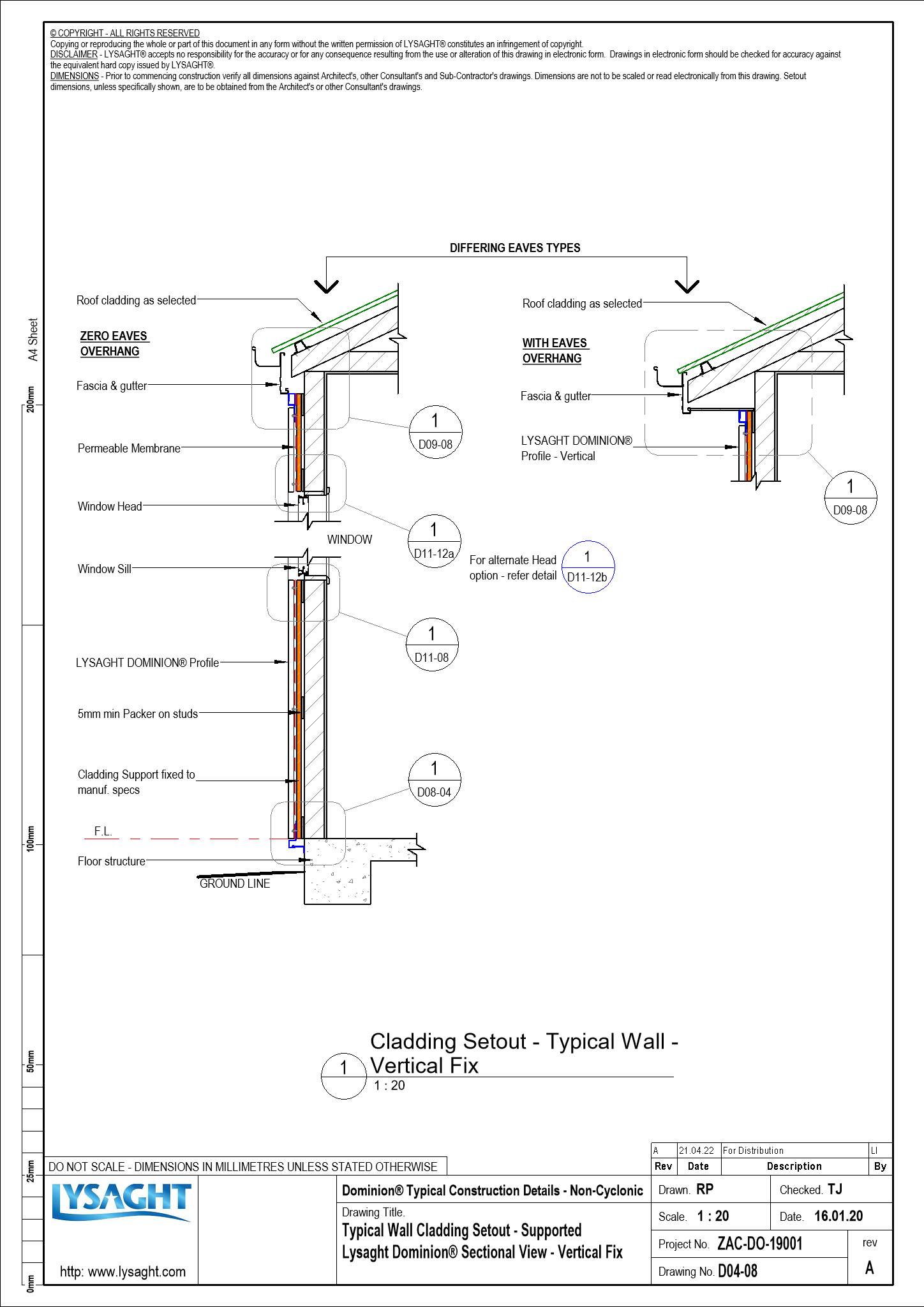D04-08 - Typical Wall Cladding Setout - Supported Lysaght Dominion ...