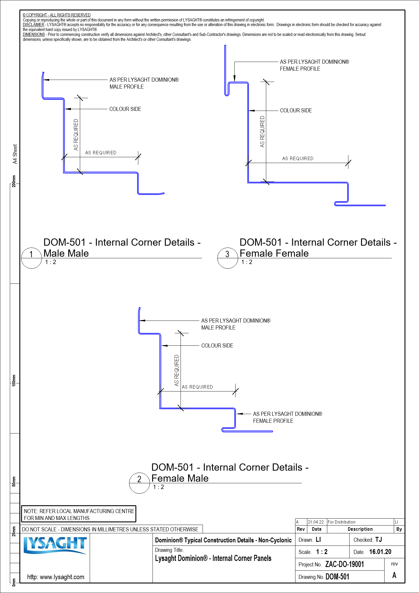DOM-501 - Lysaght Dominion® - Internal Corner Panels - BIMcontent.com
