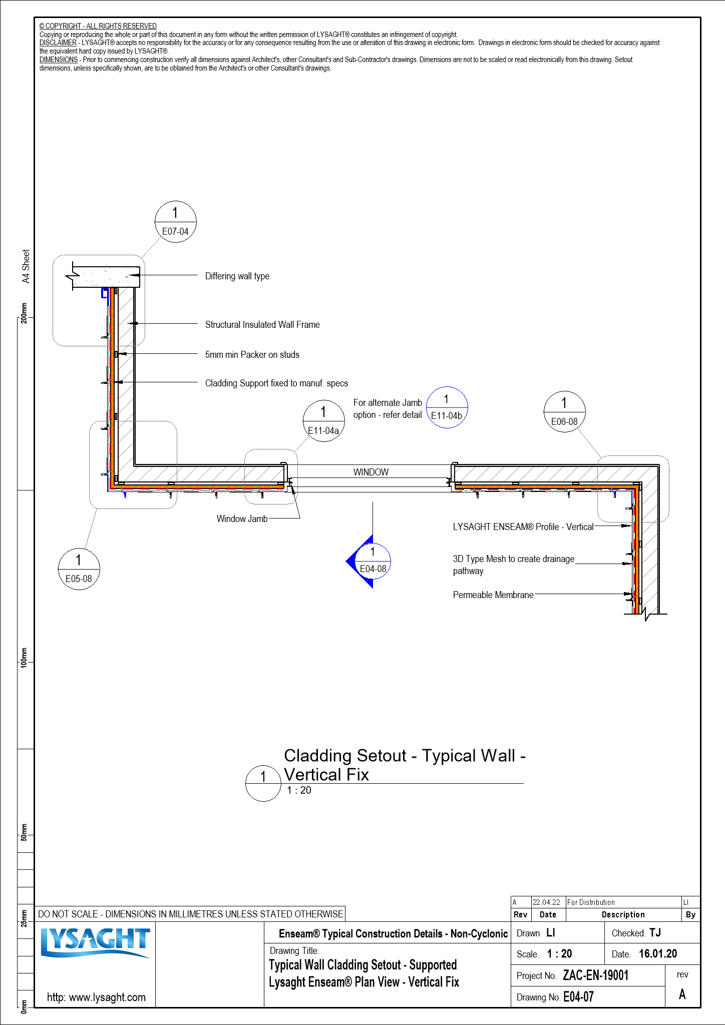 E04-07 - Typical Wall Cladding Setout - Supported Lysaght Enseam® Plan ...