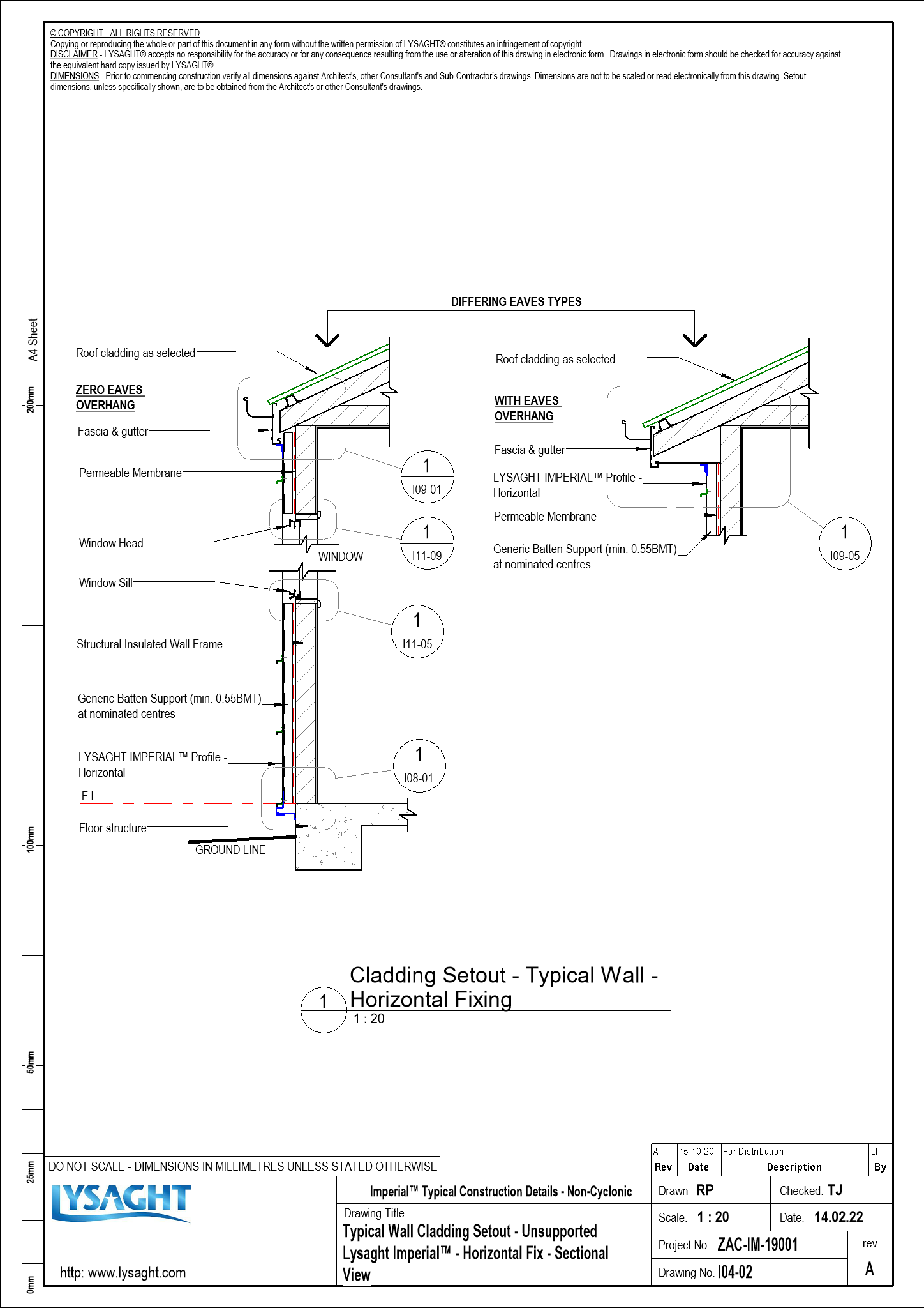 I04-02 - Typical Wall Cladding Setout - Unsupported Lysaght Imperial ...
