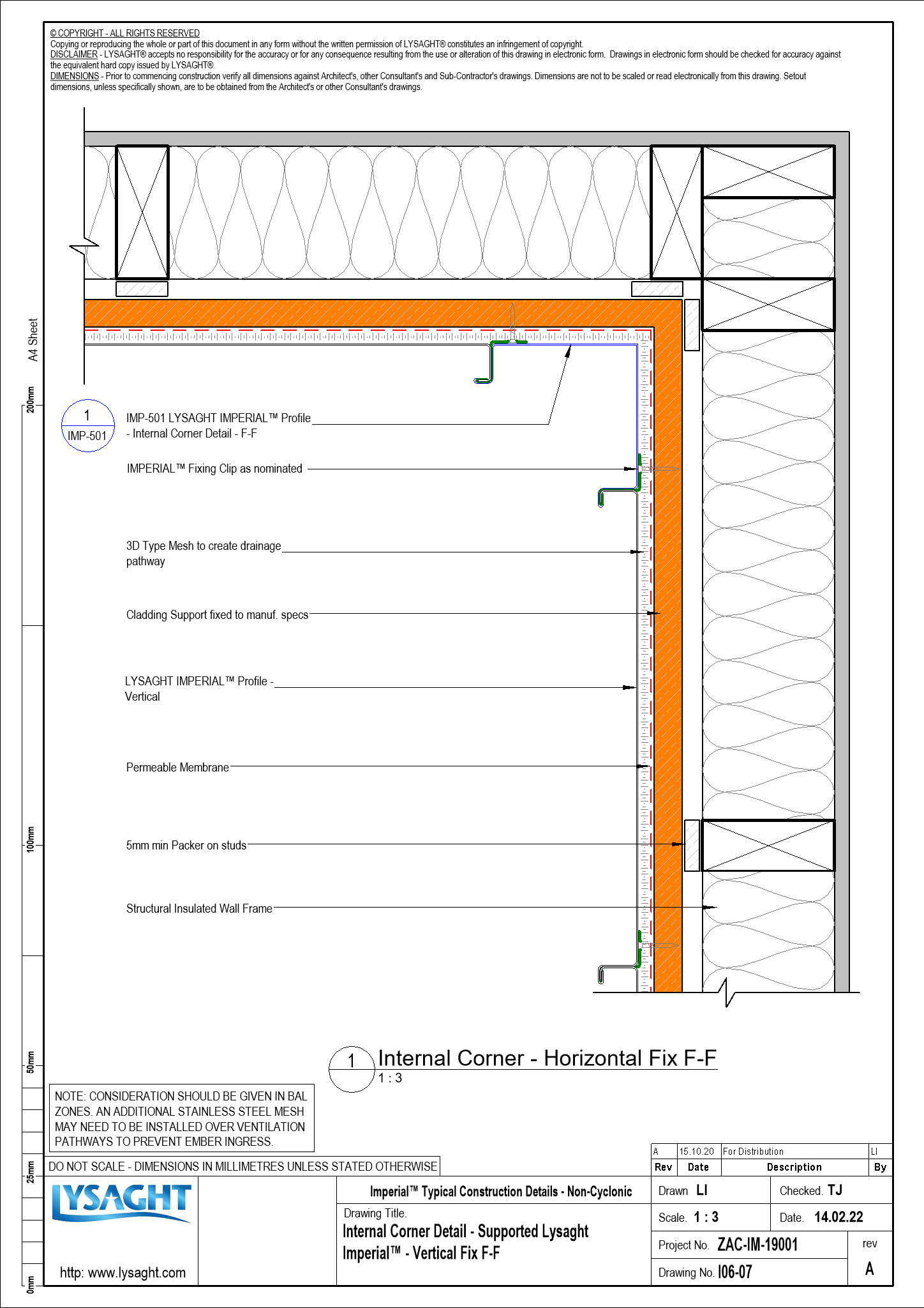 I06-07 - Internal Corner Detail - Supported Lysaght Imperial ...