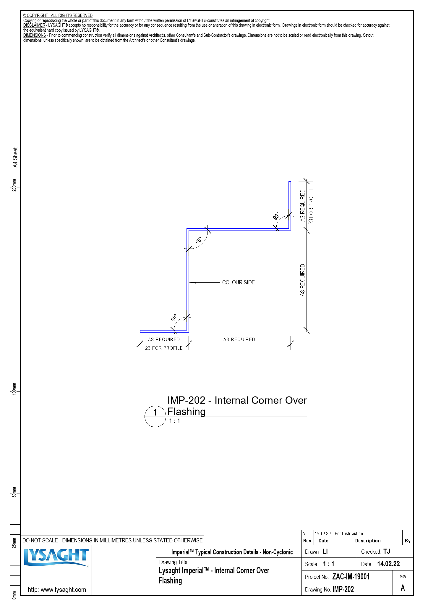 IMP-202 - Lysaght Imperial™ - Internal Corner Over Flashing ...