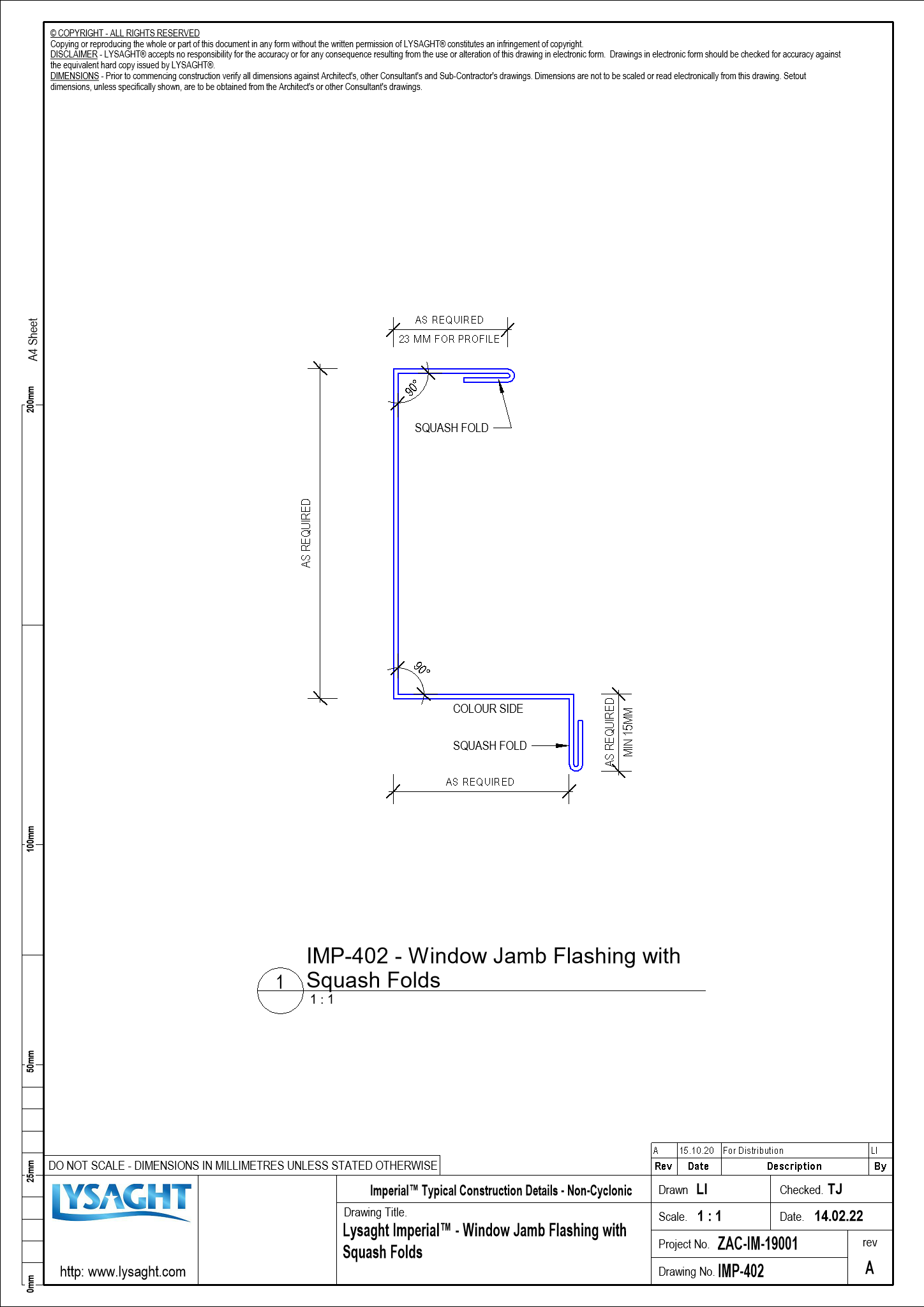 IMP-402 - Lysaght Imperial™ - Window Jamb Flashing with Squash Folds ...
