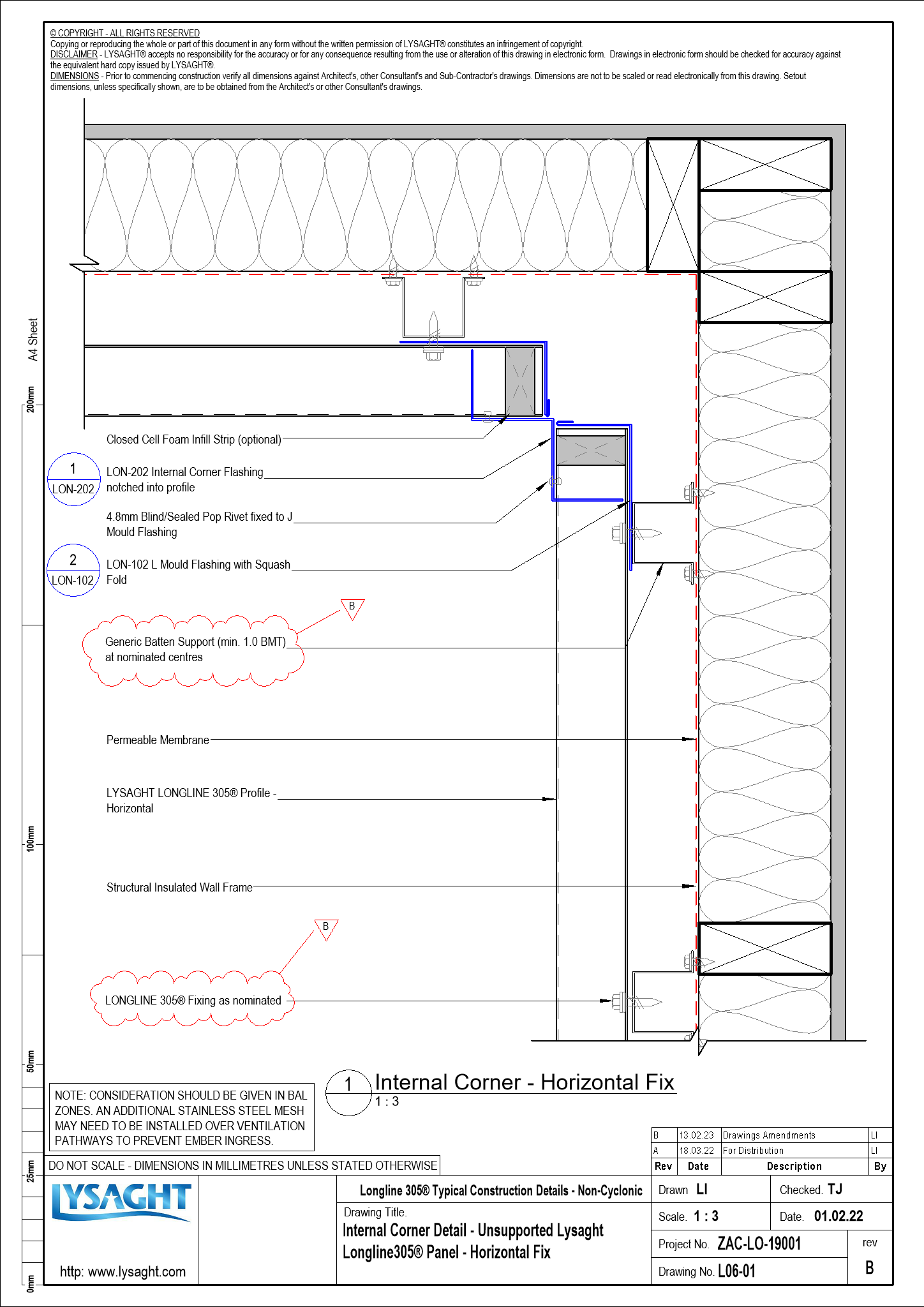 Metal SheetCladding Lysaght Zenith Enseam265 Surfmist - BIMcontent.com