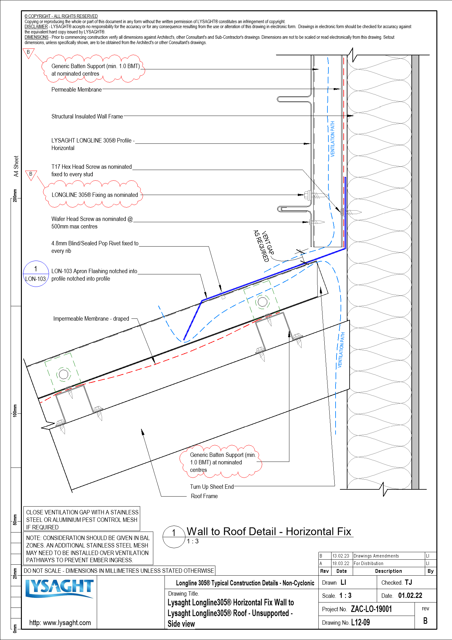 E12-10 - Lysaght Enseam® Horizontal Fix Wall to Lysaght Enseam® Roof ...