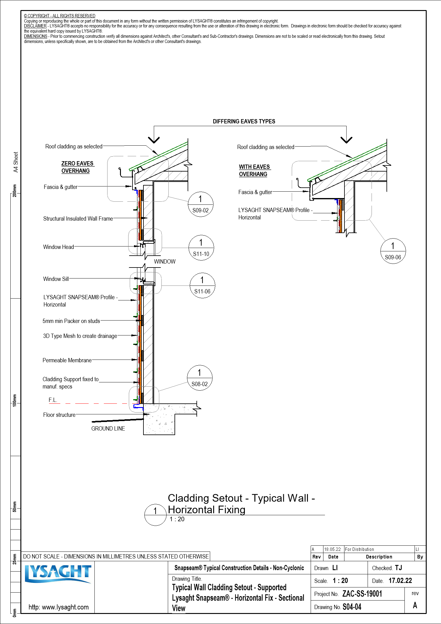 S04-04 - Typical Wall Cladding Setout - Supported Lysaght Snapseam ...