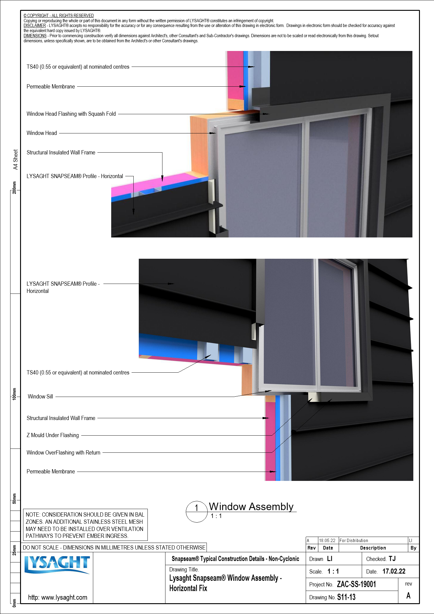S11-13 - Lysaght Snapseam® Window Assembly - Horizontal Fix ...