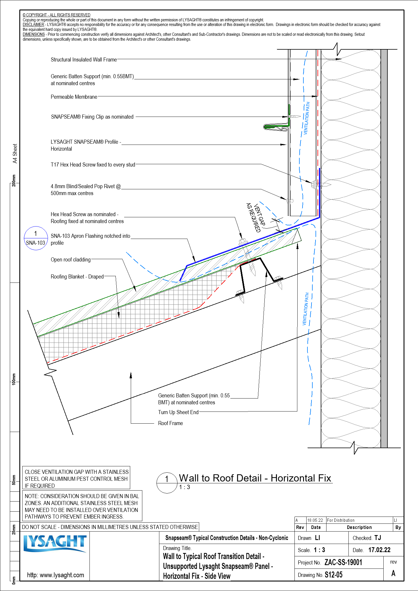 D04-05 - Typical Wall Cladding Setout - Unsupported Lysaght Dominion ...